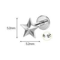 China Luxury Five Point Star Labret Stud – Gold PVD Finish G23 Implant Grade Titanium Cartilage Helix Tragus Piercing Jewelry for sale