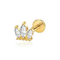 China Luxury Triple Marquise Crystal Crown Labret Stud – Gold PVD Finish G23 Implant Grade Titanium Cartilage Helix Tragus for sale