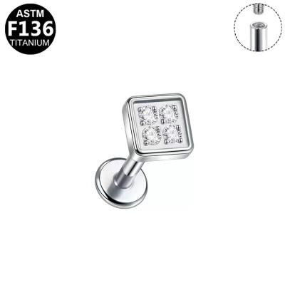 China Titanium Square CZ Labret Stud Flat Back Cartilage Piercing Jewelry 16G (1.2mm)
18G (1.0mm) Cartilage Helix Tragus for sale