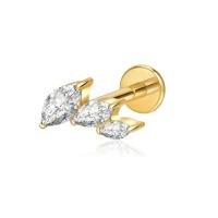China Luxury Triple Marquise Crystal Labret Stud – Gold PVD Finish G23 Implant Grade Titanium Cartilage Helix Tragus for sale