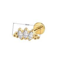China G23 Titanium Triple Marquise CZ Labret Stud | Internal Thread Flat Back Piercing Jewelry for sale