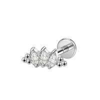 China G23 Titanium Triple Marquise CZ Labret Stud | Internal Thread Flat Back Piercing Jewelry for sale