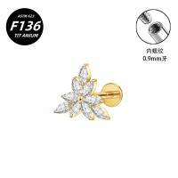 China Luxury Marquise Crystal Blossom Flower Labret Stud – Gold PVD Finish G23 Implant Grade Titanium Cartilage Helix for sale