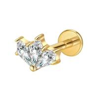 China Luxury Crystal Crown Labret Stud – Gold PVD Finish G23 Implant Grade Titanium Cartilage Helix Tragus Piercing Jewelry for sale