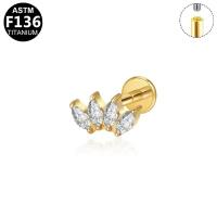 China Luxury Four Marquise Crystal Petal Labret Stud – Gold PVD Finish G23 Implant Grade Titanium Cartilage Helix Tragus for sale