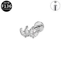 China Luxury Four Marquise Crystal Petal Labret Stud – Gold PVD Finish G23 Implant Grade Titanium Cartilage Helix Tragus for sale