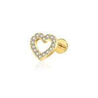 China Luxury Crystal Heart Halo Labret Stud – Gold PVD Finish G23 Implant Grade Titanium Cartilage Helix Tragus Piercing for sale