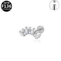 China Luxury Crystal Vine Blossom Labret Stud – Gold PVD Finish G23 Implant Grade Titanium Cartilage Helix Tragus Piercing for sale