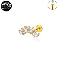 China Luxury Crystal Vine Blossom Labret Stud – Gold PVD Finish G23 Implant Grade Titanium Cartilage Helix Tragus Piercing for sale