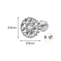 China Luxury Round Crystal Halo Labret Stud – Gold PVD Finish G23 Implant Grade Titanium Cartilage Helix Tragus Piercing for sale