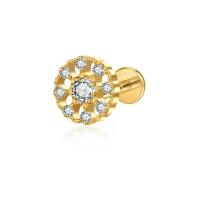 China Luxury Round Crystal Halo Labret Stud – Gold PVD Finish G23 Implant Grade Titanium Cartilage Helix Tragus Piercing for sale