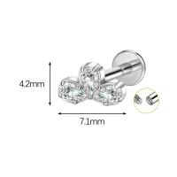 China Titanium Triple Marquise Crystal Flower Labret Stud – Gold PVD Finish Cartilage Helix Tragus Piercing Jewelry for sale