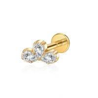 China Titanium Triple Marquise Crystal Flower Labret Stud – Gold PVD Finish Cartilage Helix Tragus Piercing Jewelry for sale