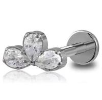 China Titanium Triple Marquise Crystal Flower Labret Stud – Gold PVD Finish Cartilage Helix Tragus Piercing Jewelry for sale