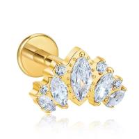 China Luxury Marquise Crystal Crown Labret Stud – Gold PVD Finish G23 Implant Grade Titanium Cartilage Helix Tragus for sale