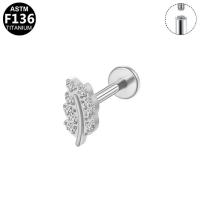 China Luxury Crystal Leaf Labret Stud – Gold PVD Finish G23 Implant Grade Titanium Cartilage Helix Tragus Piercing Jewelry for sale