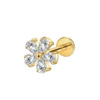 China Luxury Five Petal Marquise Crystal Flower Labret Stud – Gold PVD Finish for sale