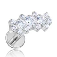 China Gold Titanium CZ Cluster Curved Barbell Cartilage Piercing Jewelry Flat Back Labret Stud Cartilage Helix Tragus for sale