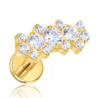 China Gold Titanium CZ Cluster Curved Barbell Cartilage Piercing Jewelry Flat Back Labret Stud Cartilage Helix Tragus for sale