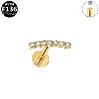 China Gold Titanium CZ Curved Barbell Piercing Jewelry with Round Gemstone Accents for sale