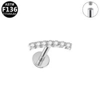China Gold Titanium CZ Curved Barbell Piercing Jewelry with Round Gemstone Accents for sale