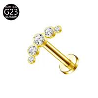 China Luxury Geometric Crystal Cluster Labret Stud – Gold PVD Finish G23 Implant Grade Titanium Cartilage Helix Tragus for sale