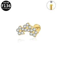 China Titanium CZ Double Cluster Flower Cartilage Stud Earring Flat Back Labret Stud Cartilage Helix Tragus Piercing Jewelry for sale
