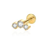 China Luxury Triple Crystal Cluster Labret Stud – Gold PVD Finish G23 Implant Grade Titanium Cartilage Helix Tragus for sale