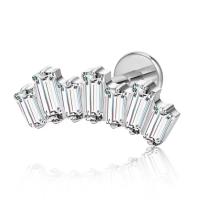 China Titanium Baguette CZ Crown Arc Labret Stud 16G (1.2mm) / 18G (1.0mm) Available Cartilage Helix Tragus Piercing Jewelry for sale