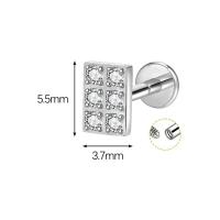 China Luxury Square Pavé Crystal Labret Stud – Gold PVD Finish G23 Implant Grade Titanium Cartilage Helix Tragus Piercing for sale