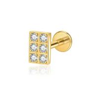 China Luxury Square Pavé Crystal Labret Stud – Gold PVD Finish G23 Implant Grade Titanium Cartilage Helix Tragus Piercing for sale