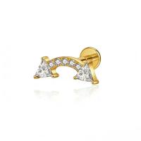 China Titanium CZ Triangle Crown Arc Labret Stud 16G (1.2mm) / 18G (1.0mm) Available Cartilage Helix Tragus Piercing Jewelry for sale