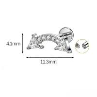 China Titanium CZ Triangle Crown Arc Labret Stud 16G (1.2mm) / 18G (1.0mm) Available Cartilage Helix Tragus Piercing Jewelry for sale
