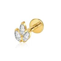 China Luxury Triple Marquise Crystal Flower Labret Stud – Gold PVD Finish G23 Implant Grade Titanium Cartilage Helix for sale