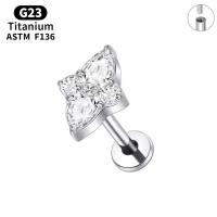 China Luxury Crystal Petal Flower Labret Stud – Gold PVD Finish G23 Implant Grade Titanium Cartilage Helix Tragus Piercing for sale
