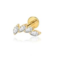 China Titanium Marquise CZ Leaf Cluster Labret Stud 16G (1.2mm) / 18G (1.0mm) Available Cartilage Helix Tragus Piercing for sale