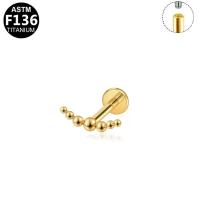 China Titanium Beaded Chain Labret Stud – Gold PVD Finish Cartilage Helix Tragus Piercing Jewelry for sale