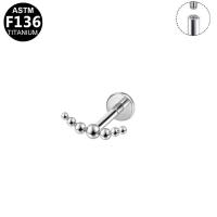 China Titanium Beaded Chain Labret Stud – Gold PVD Finish Cartilage Helix Tragus Piercing Jewelry for sale