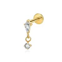 China Luxury Crystal Dangle Labret Stud – Gold PVD Finish G23 Implant Grade Titanium Cartilage Helix Tragus Piercing Jewelry for sale