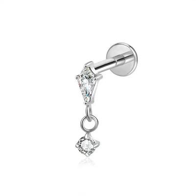 China Luxury Crystal Dangle Labret Stud – Gold PVD Finish G23 Implant Grade Titanium Cartilage Helix Tragus Piercing Jewelry for sale