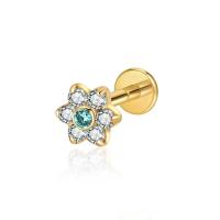 China Titanium Daisy Flower CZ Labret Stud 16G (1.2mm) or 18G (1.0mm) Cartilage Helix Tragus Piercing Jewelry for sale