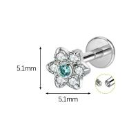 China Titanium Daisy Flower CZ Labret Stud 16G (1.2mm) or 18G (1.0mm) Cartilage Helix Tragus Piercing Jewelry for sale