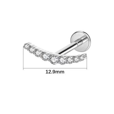 China Titanium Curved CZ Vine Labret Stud Cartilage Helix Tragus Piercing Jewelry for sale