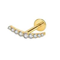 China Titanium Curved CZ Vine Labret Stud Cartilage Helix Tragus Piercing Jewelry for sale