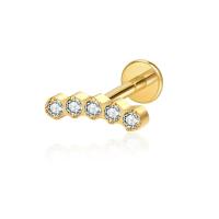 China Titanium 5-CZ Curved Cluster Labret Stud 16G (1.2mm) / 18G (1.0mm) Cartilage Helix Tragus Piercing Jewelry for sale