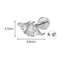 China G23 Titanium Triple CZ Geometric Flat Back Labret Stud | Luxury Crystal Piercing Jewelry for sale