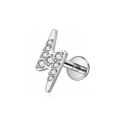 China G23 Titanium Lightning Bolt Labret Stud Cartilage Helix Tragus Piercing Jewelry for sale
