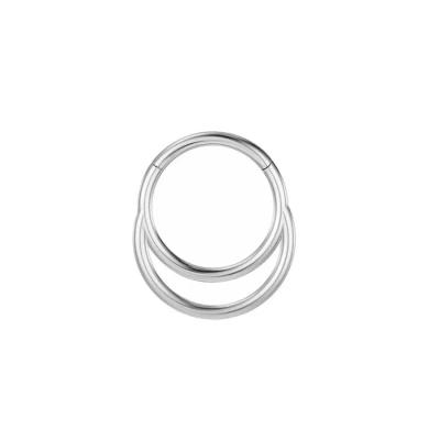 China Minimalist Double Hoop Clicker Ring Minimalist Double Hoop Clicker Ring – Polished Silver Finish Alternative Product Names Elegant Double Layer Seamless Hoop Piercing Ring  Modern Twin Circle Clicker for sale