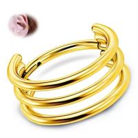 China Luxury Triple Layer Clicker Hoop Ring Elegant Triple Band Seamless Hoop Piercing Ring  Premium Layered Gold Cartilage Hoop Jewelry  Modern Multi-Ring Clicker Piercing Hoop for sale