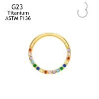 China Luxury Rainbow Pavé CZ Clicker Hoop Ring Rainbow CZ Hinged Clicker Ring  Multicolor Pavé Cartilage Hoop  Rainbow Crystal Titanium Hoop Ring  Colorful CZ Seamless Clicker Piercing Ring for sale